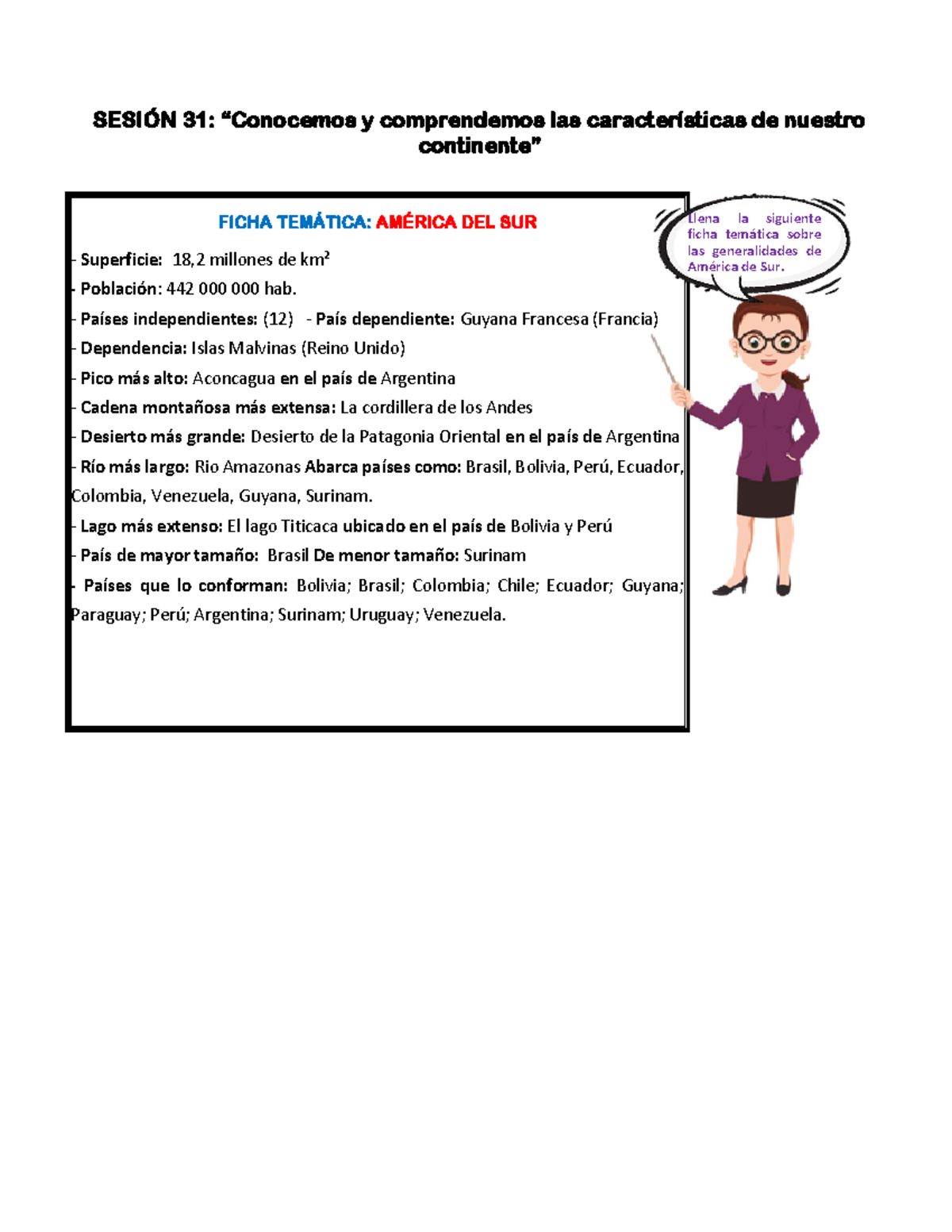 Semana 31- Ficha Temática - SESIÓN 31 : “Conocemos y comprendemos las ...