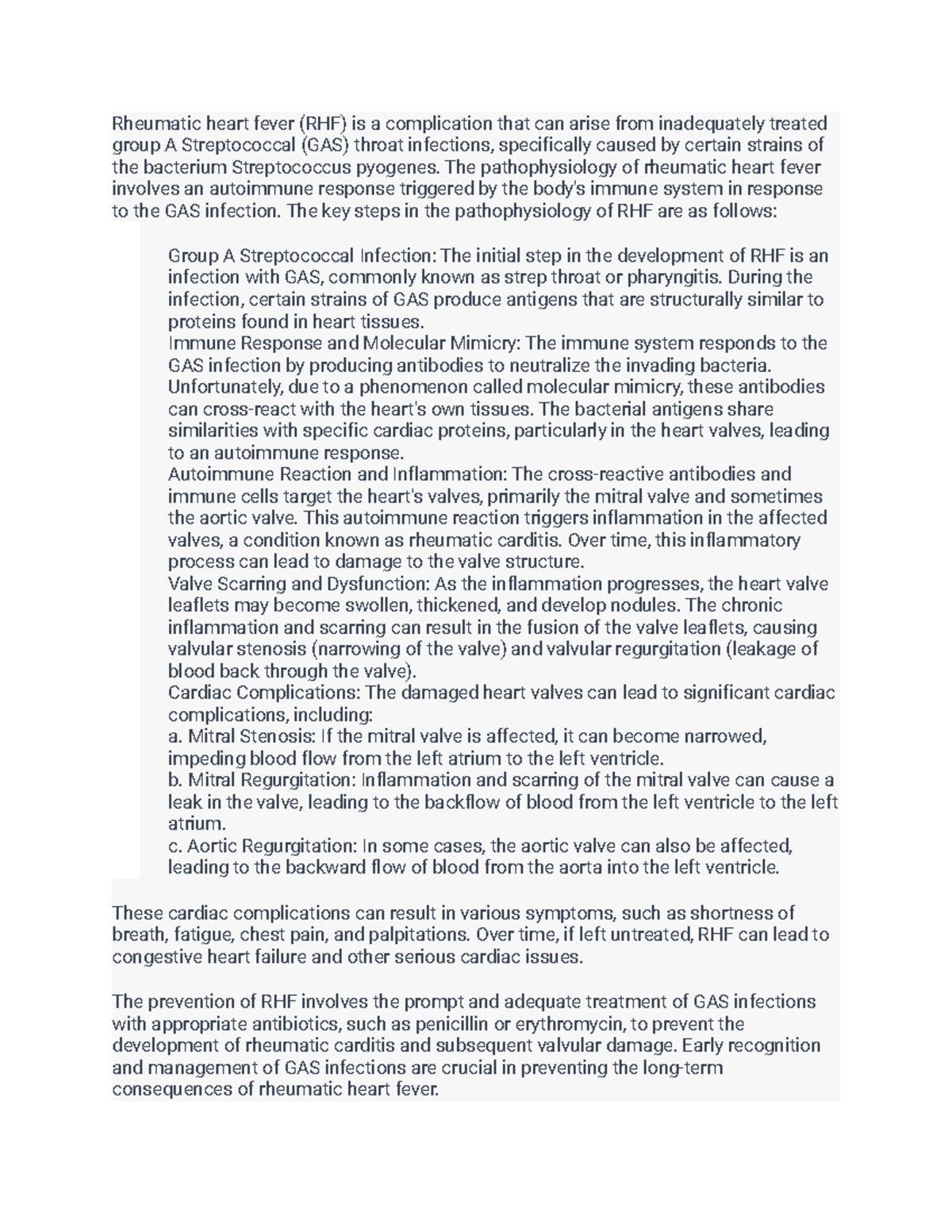 Rheumatic Heart Fever - study notes - Rheumatic heart fever (RHF) is a ...