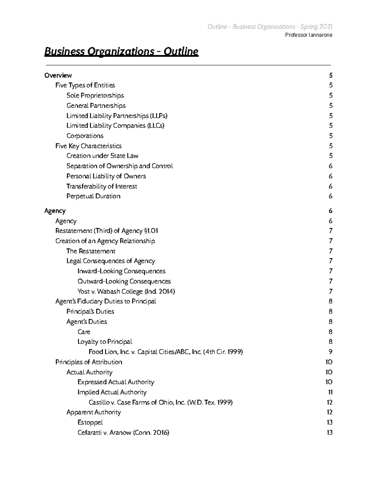 Iannarone Business Organizations Spring 2021 - Business Organizations ...