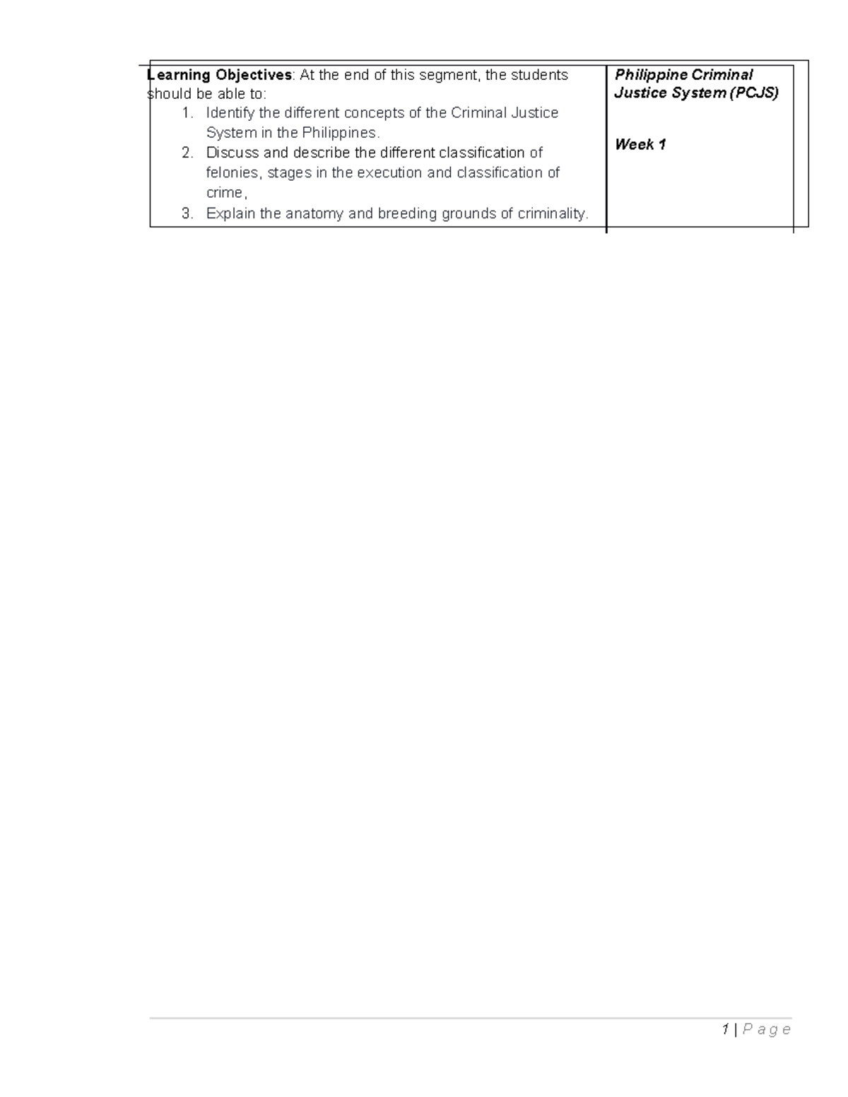 CJS-module- Final - LECTURE - Learning Objectives: At the end of this segment, the students ...