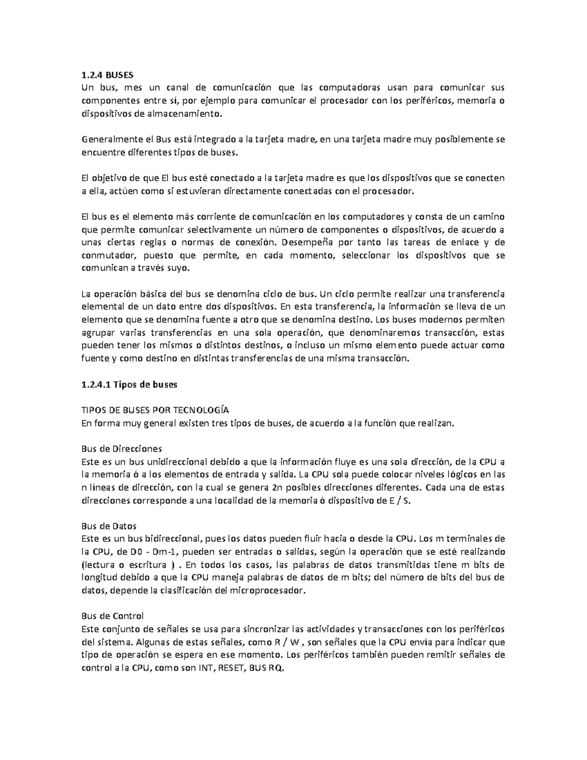 Buses y manejo en su totalidad - 1.2 BUSES Un bus, mes un canal de ...