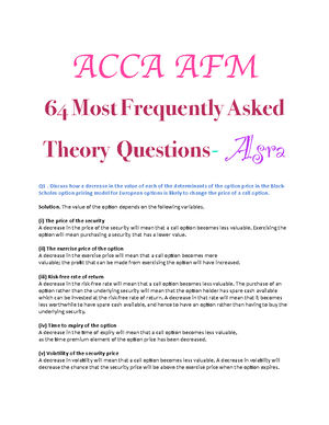 ACCA AFM S24 Notes - ACCA Advanced Financial Management (AFM ...