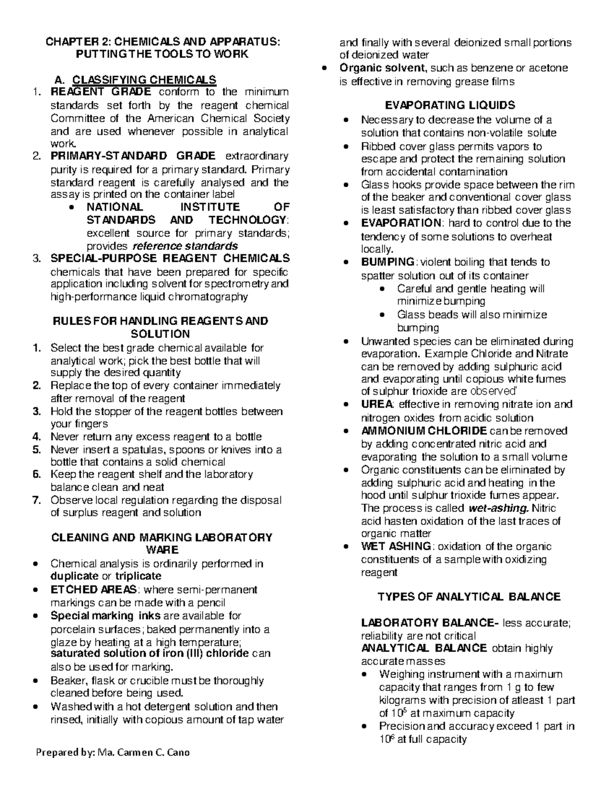 Chapter 2 anachem - CHAPTER 2: CHEMICALS AND APPARATUS: PUTTING THE ...