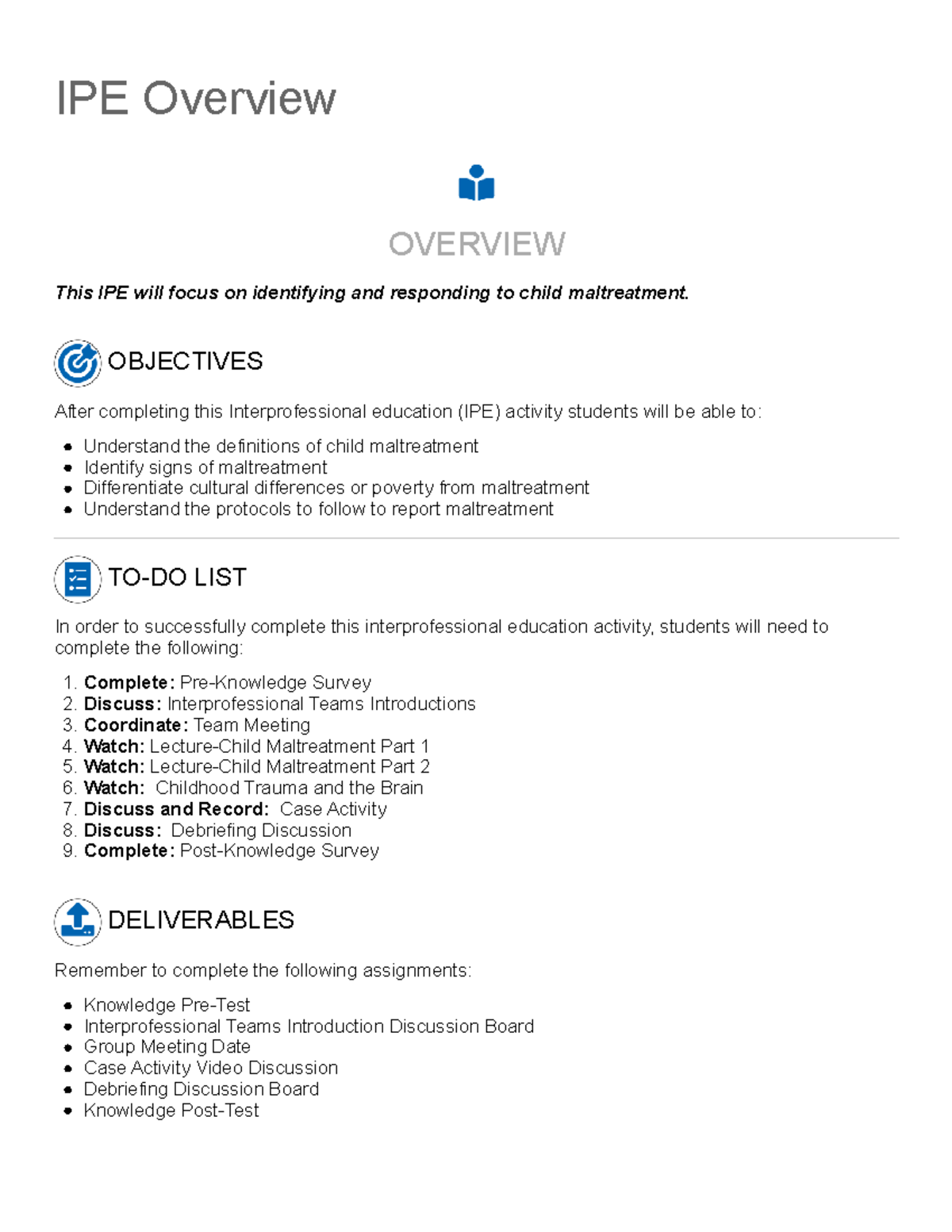 IPE Overview Child Maltreatment IPE-Spring 2023 - IPE Overview OVERVIEW ...