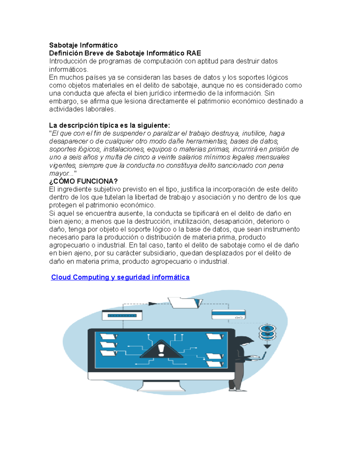 Informatica Juridica - Apuntes - Sabotaje Informático Definición Breve ...
