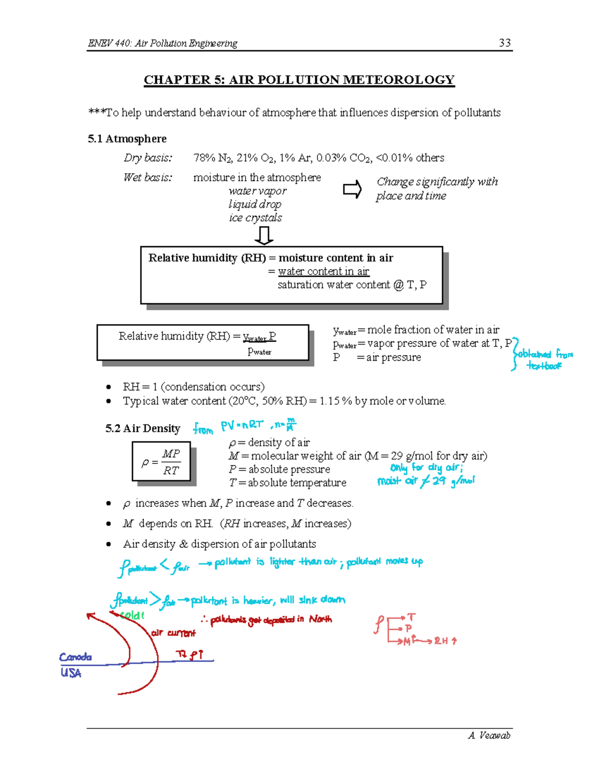 Chapter 5 - Lecture notes 5 - 33 ENEV 440: Air Pollution Engineering ...