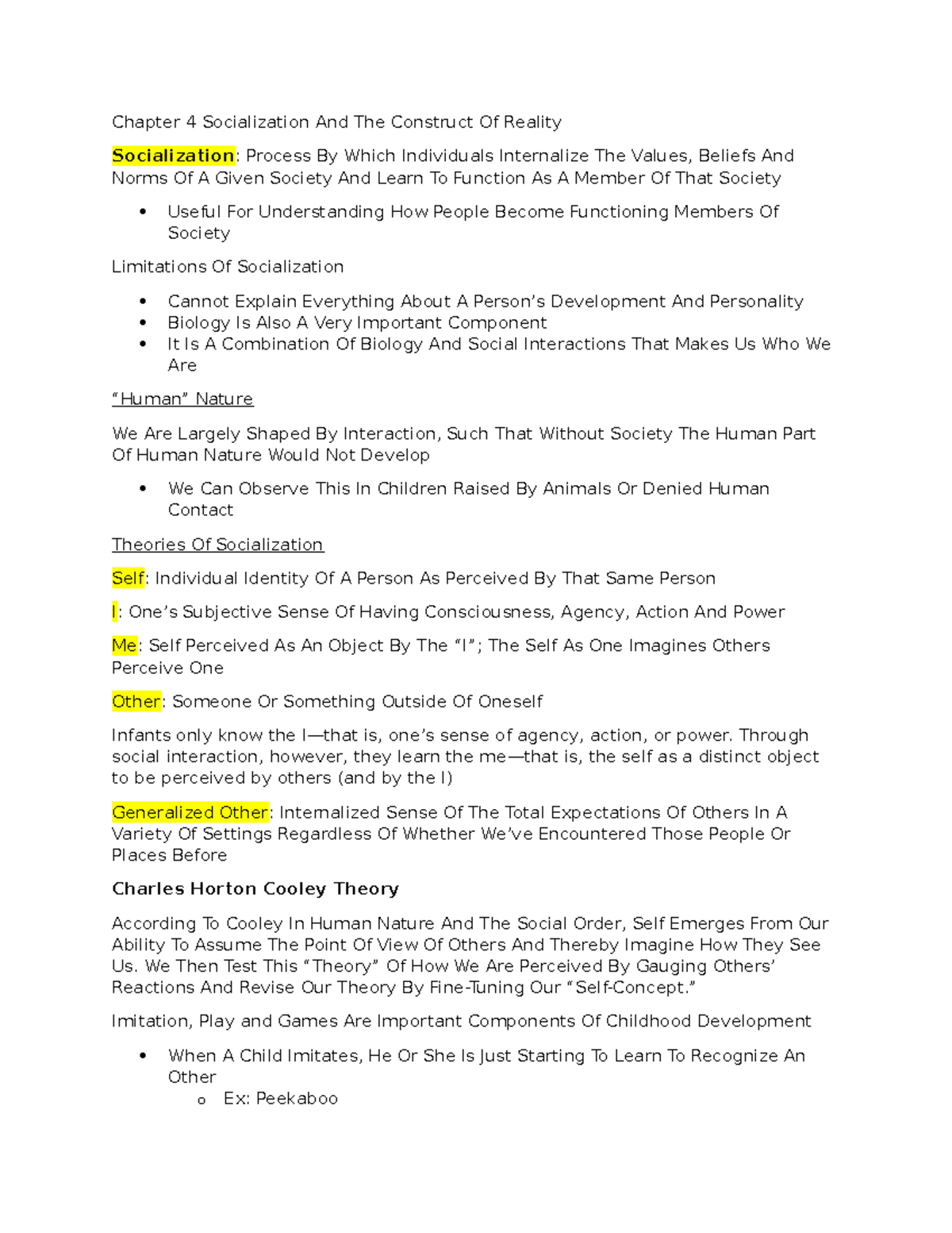 Chapter 4 Socialization And The Construct Of Reality Notes - Chapter 4 ...