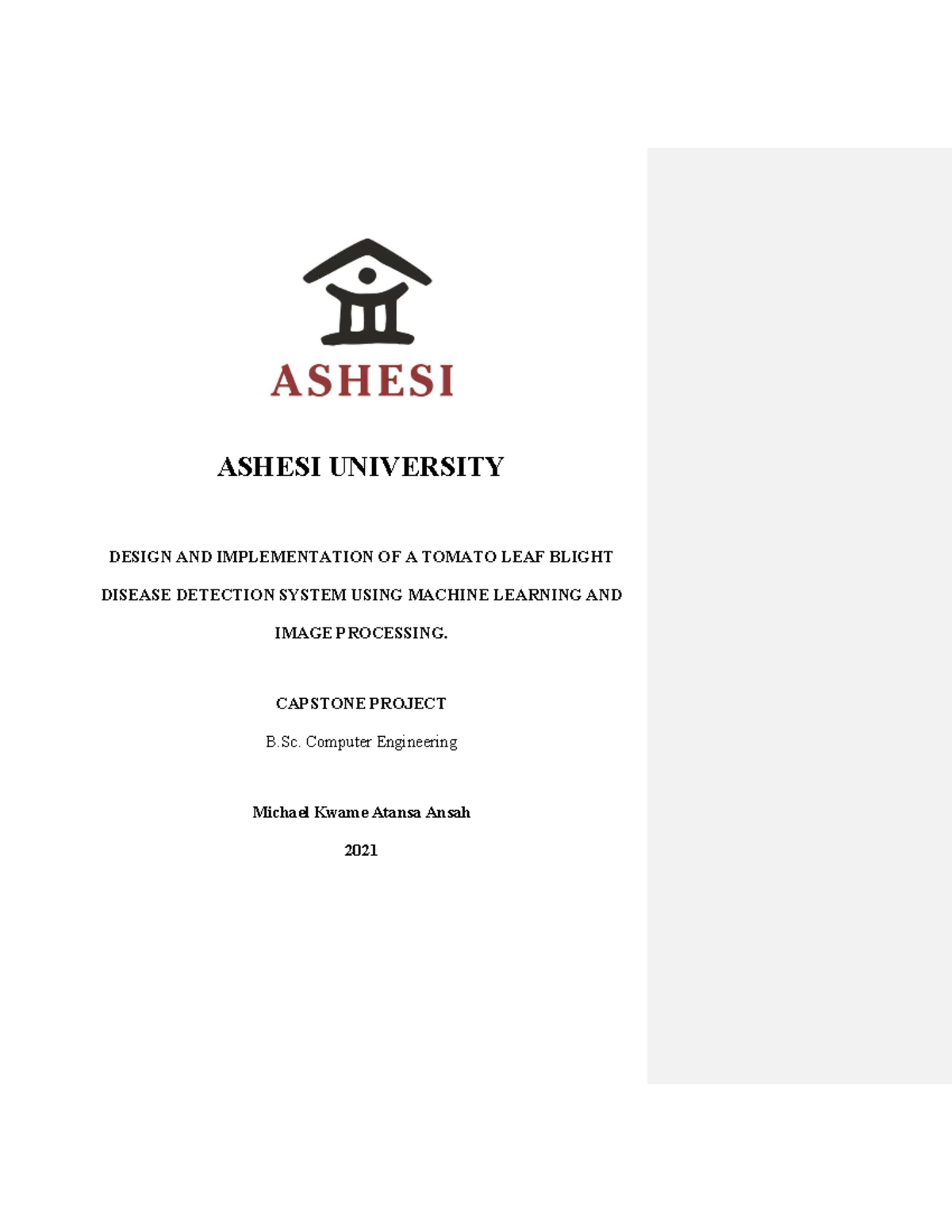 Ansah Michael 2021 ENG Capstone Project - ASHESI UNIVERSITY DESIGN AND ...