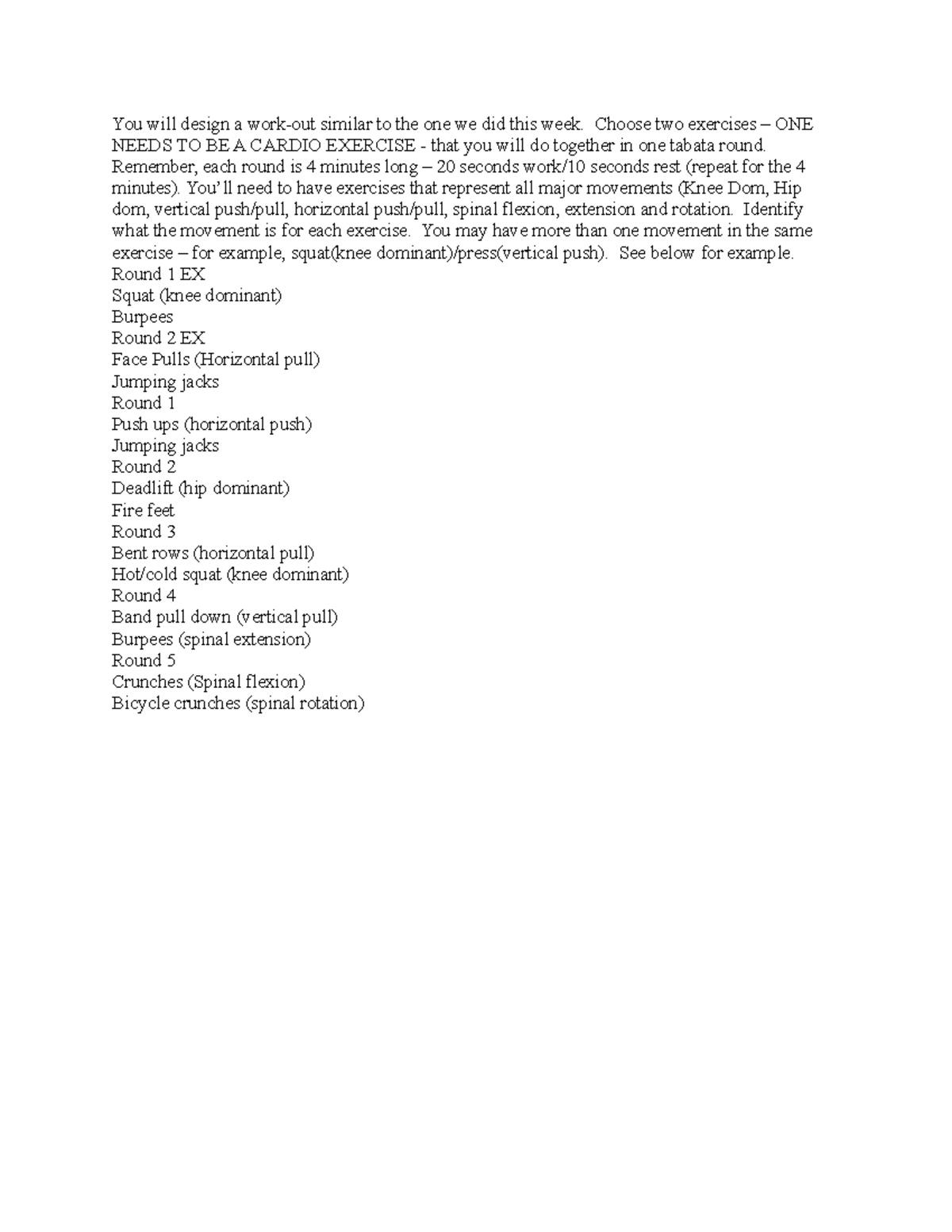 Tabata design work-out - with cardio - You will design a work-out ...