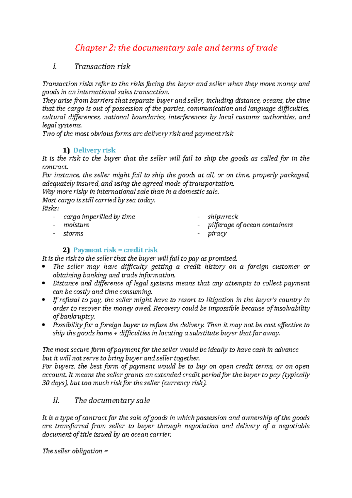 Chapter 5 IBT Schaffer - Chapter 2: the documentary sale and terms of ...