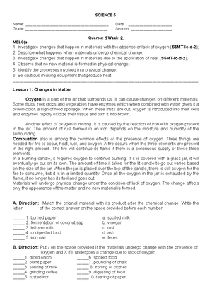 Grade 4 Q1 Science LAS Week 3 - Grade 4-Q1-SCIENCE-LAS 3 SCIENCE 4 Name ...