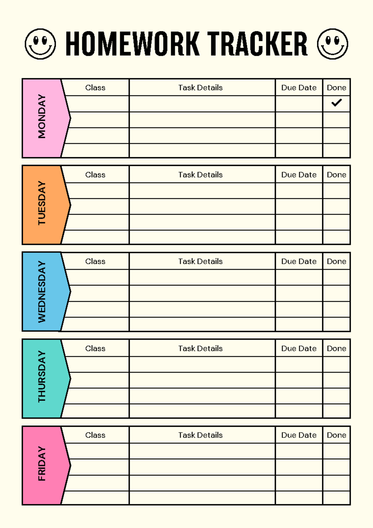 Yellow Black Simple Modern Homework Tracker Planner - bases of soil ...