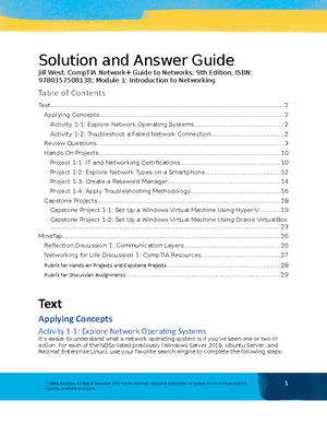 Netplus 9e Mod06solutions - Module 6: Wireless Networking Solution and Answer Guide Jill West ...