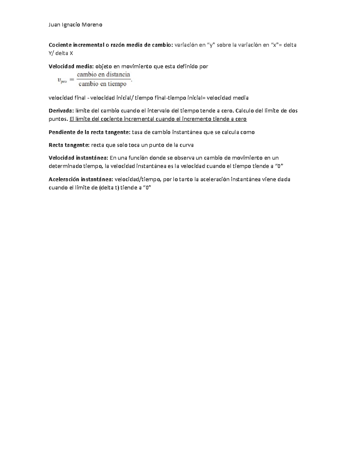 Definiciones derivadas - Juan Ignacio Moreno Cociente incremental o ...
