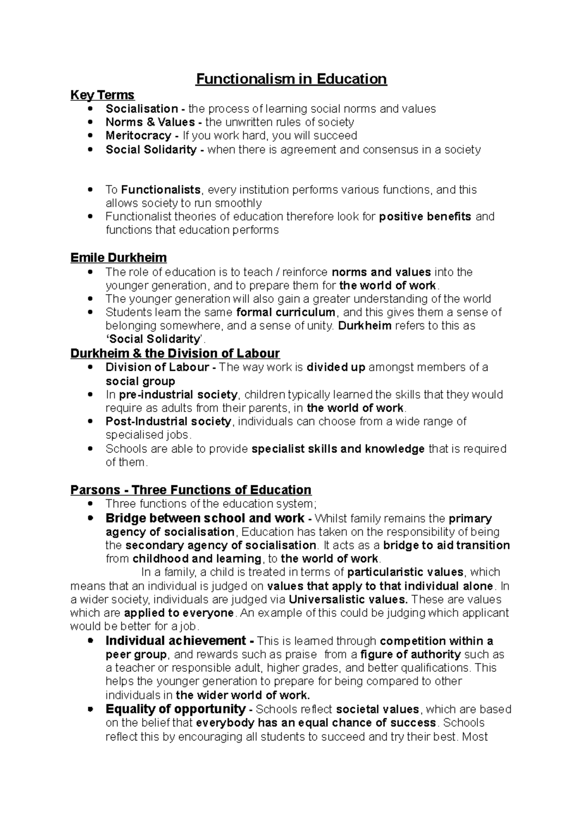Functionalism in Education - The younger generation will also gain a ...