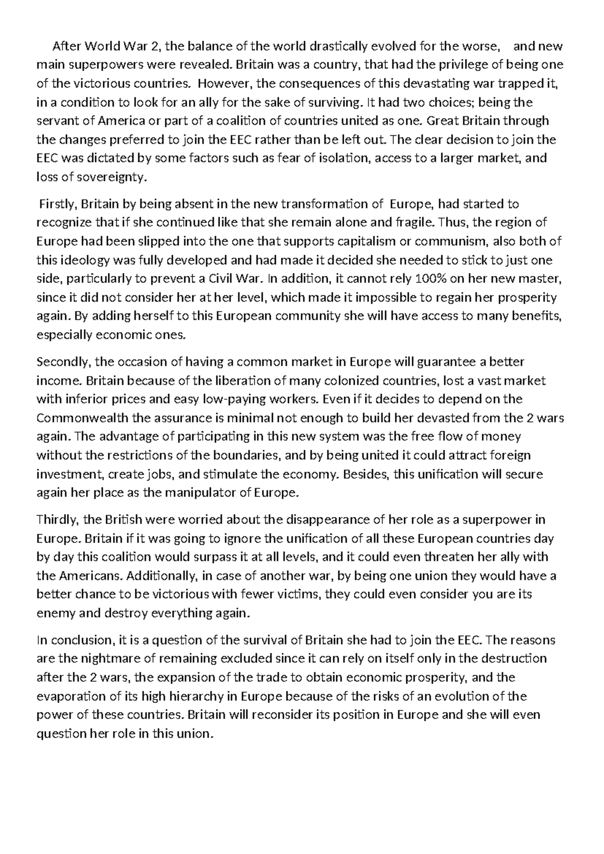 Global issue essay - After World War 2, the balance of the world ...