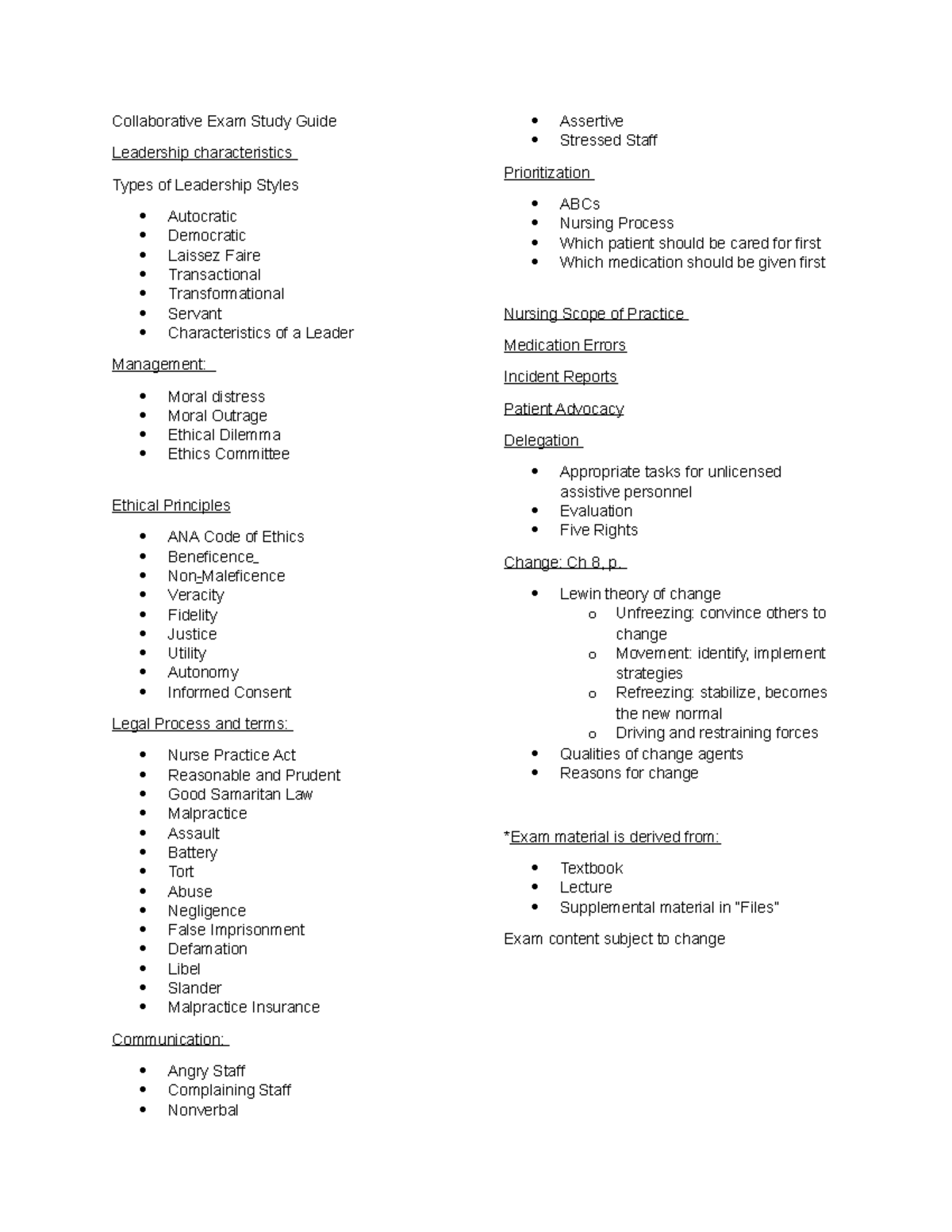 NR446 Exam Test Matrix Updated - Collaborative Exam Study Guide ...