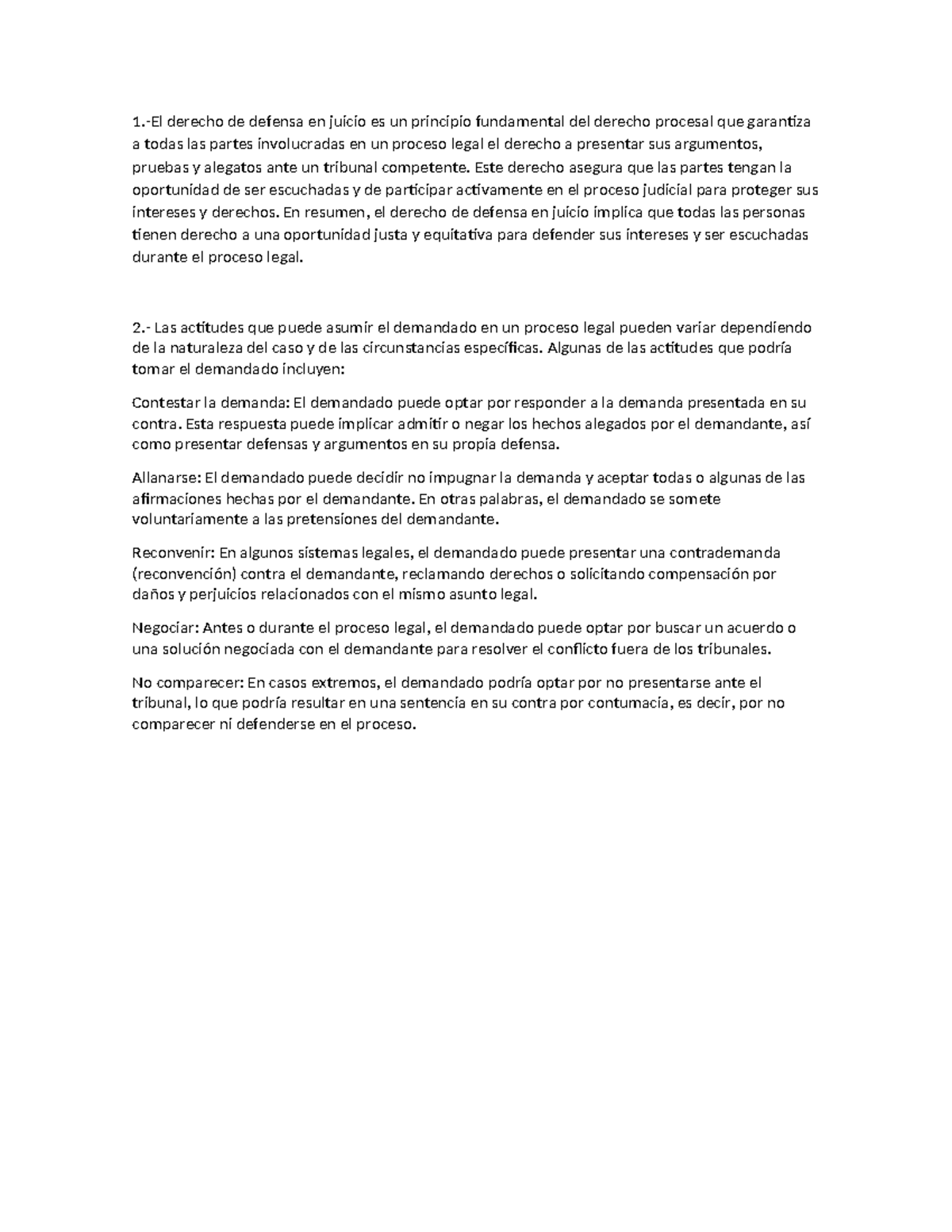 Tarea estela - 1.-El derecho de defensa en juicio es un principio ...