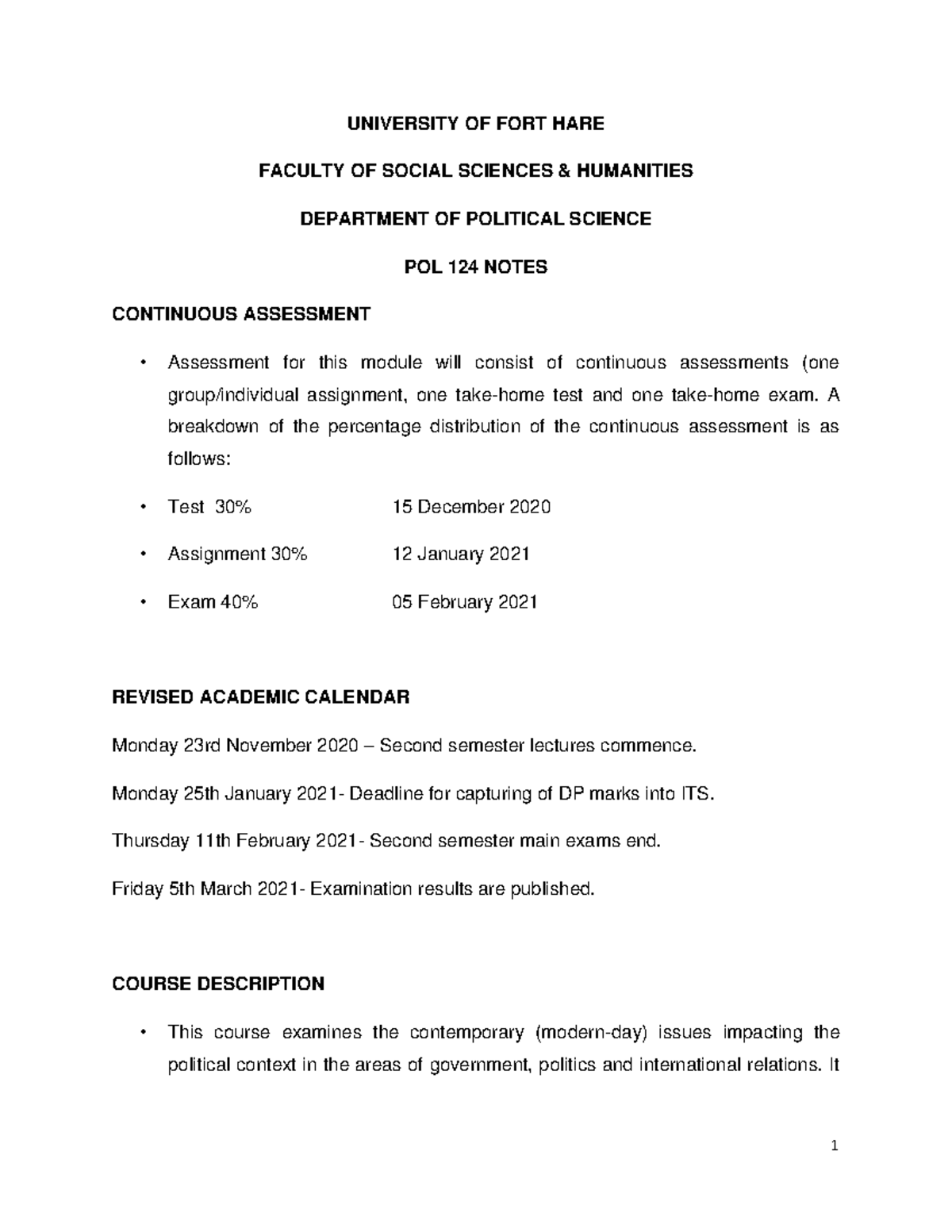 POL 124 Notes- Political Science in Public Administration - UNIVERSITY ...