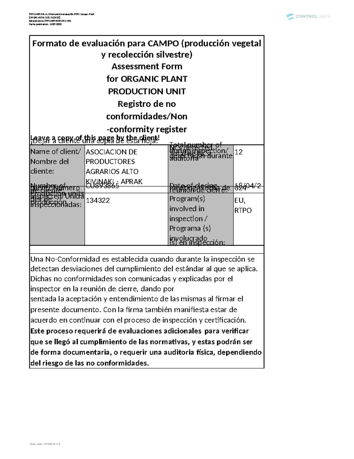 Resumen EU RTPO F01 Aprak - [ORGPLAS Relacionado a: RTPO.INSP/INSP.ORG ...