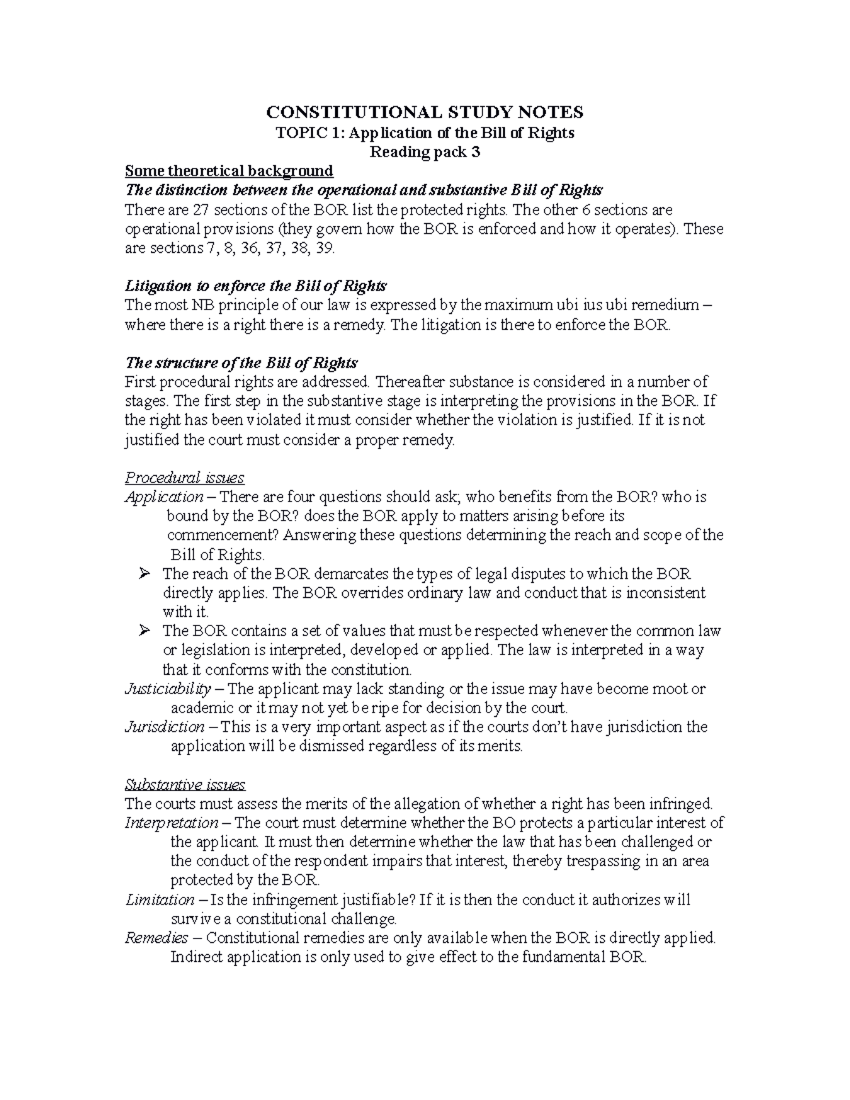 Constitutional Law Notes Part 2 - CONSTITUTIONAL STUDY NOTES TOPIC 1 ...