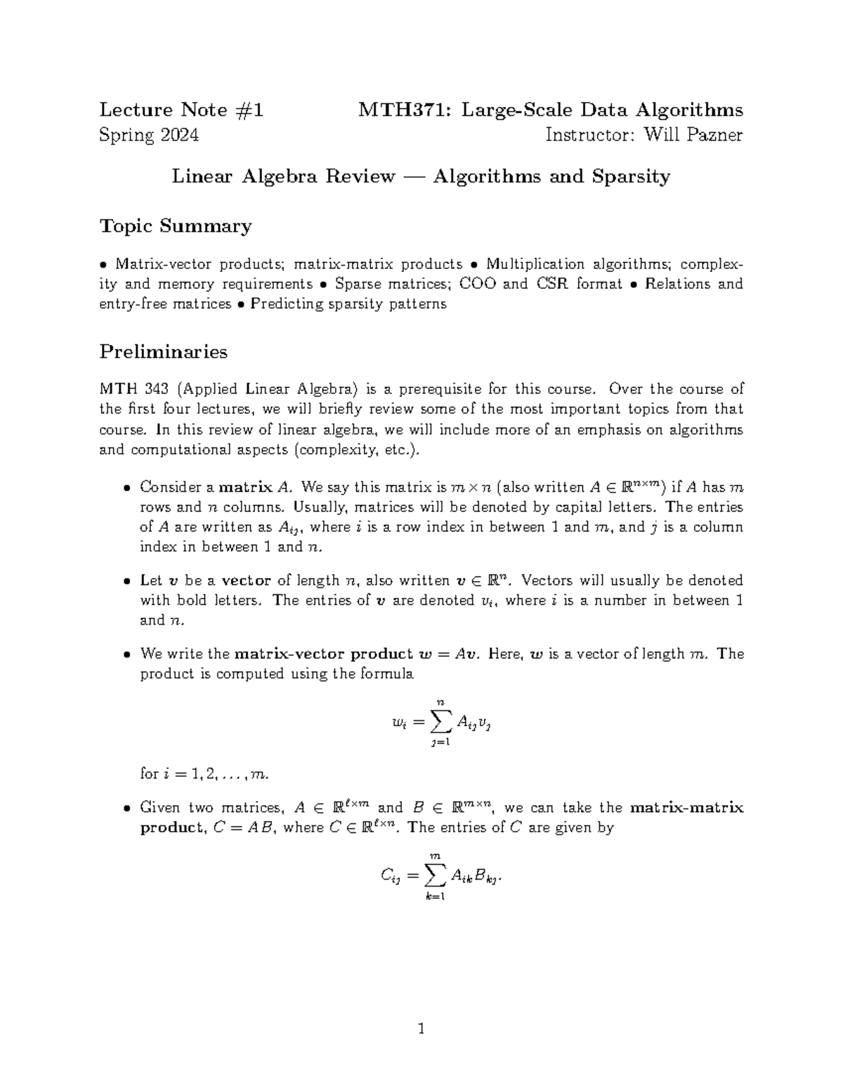 MTH371: Lecture Note #1 - Large-Scale Data Algorithms - Lecture Note #1 ...
