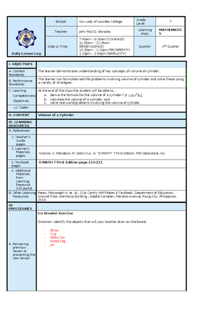Detailed-LP- Template - OUR LADY OF LOURDES COLLEGE 5031 Gen. T. De ...