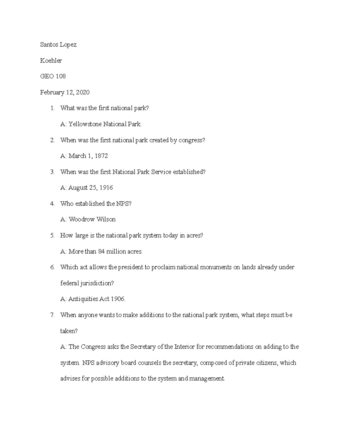 National Parks HW - Critical definitions of the topic can be counted as ...