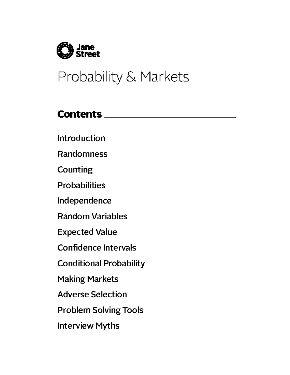 Jane street quant trading interview questions - Probability & Markets ...