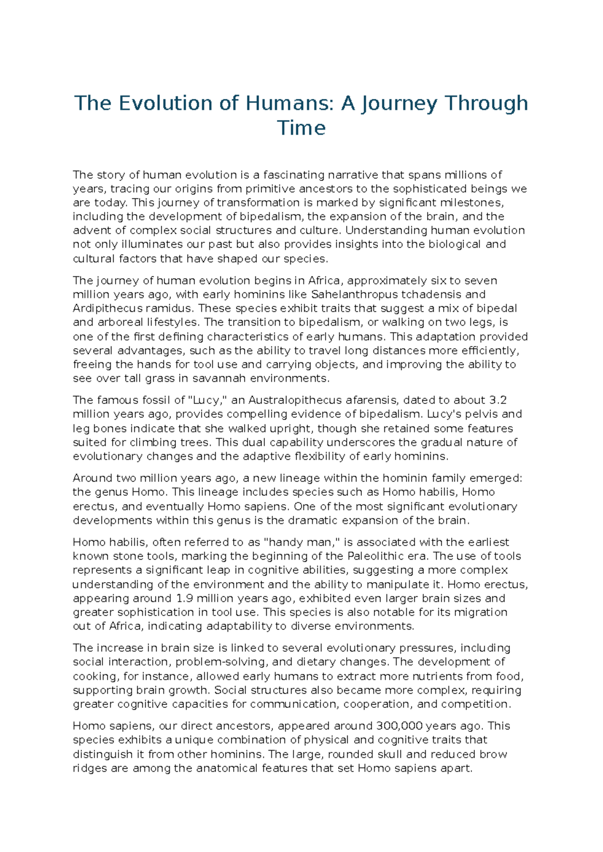 The Evolution of Humans - This journey of transformation is marked by ...