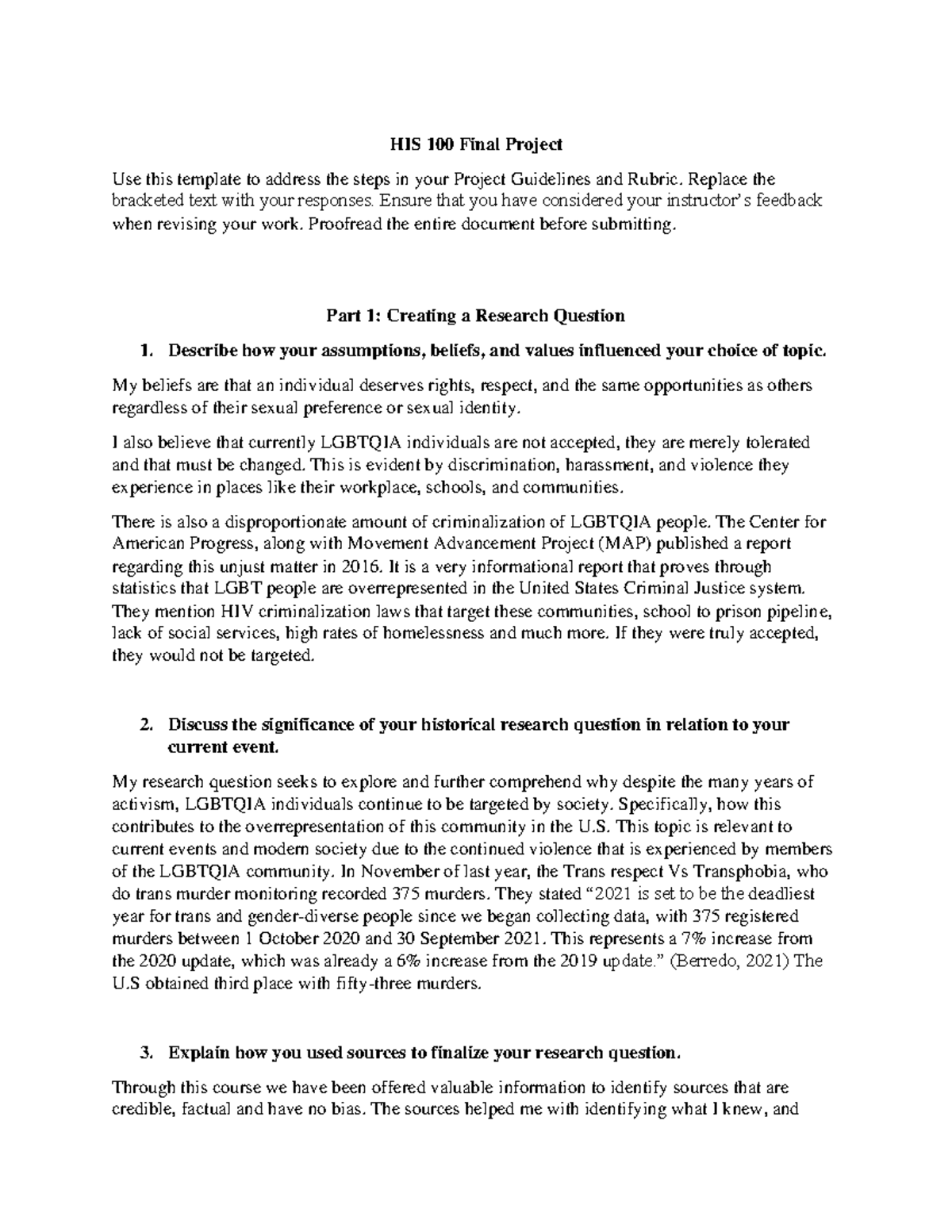 Southern New Hampshire History 100 Final Project - HIS 100 Final Project Use this template to ...