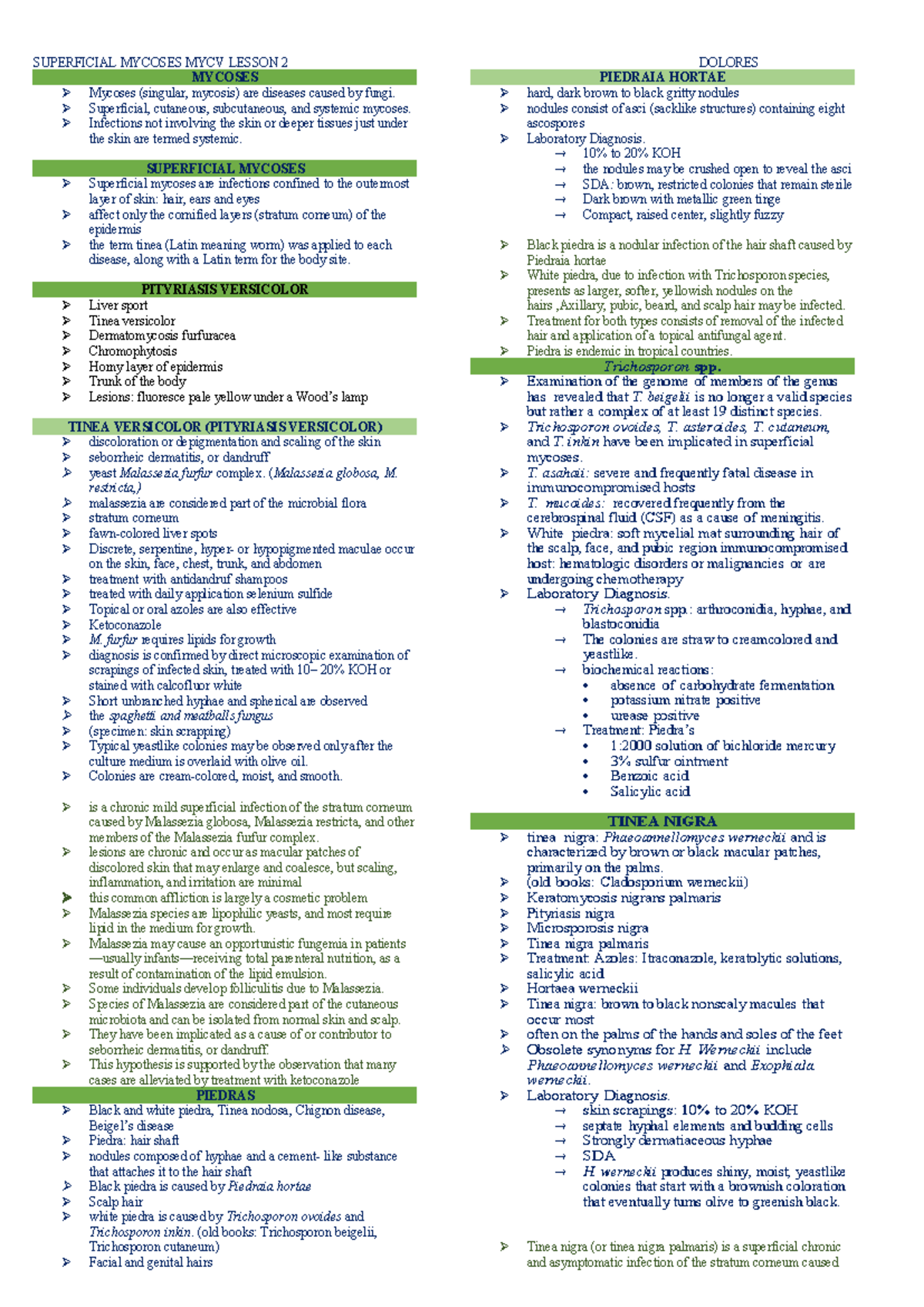 Superficial Mycoses Lesson 2 - MYCOSES Mycoses (singular, mycosis) are ...