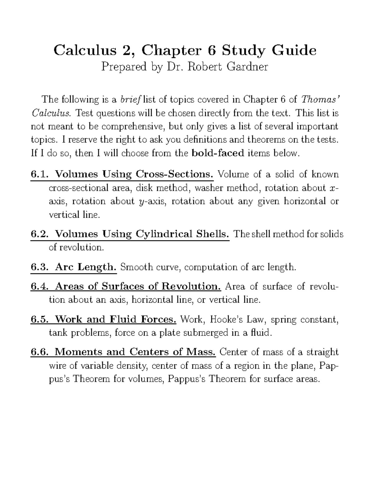 Applications of Definite Integrals - Calculus 2, Chapter 6 Study Guide ...