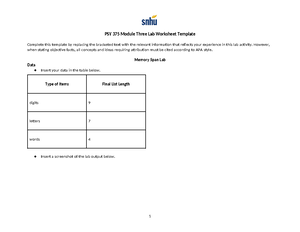 PSY 375 Module Two Lab Worksheet Template - PSY 375 Module Two Lab ...