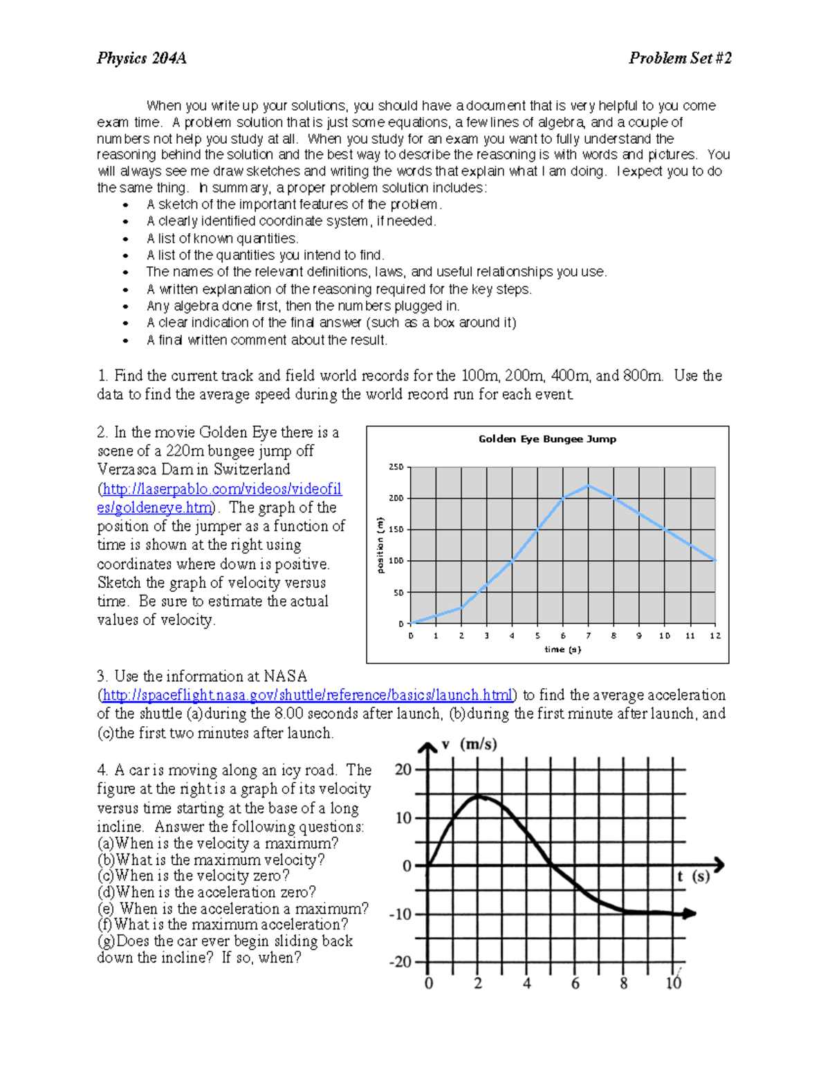 Tutorial 2 - Describing Motion in One Dimension - Physics 204A Problem ...