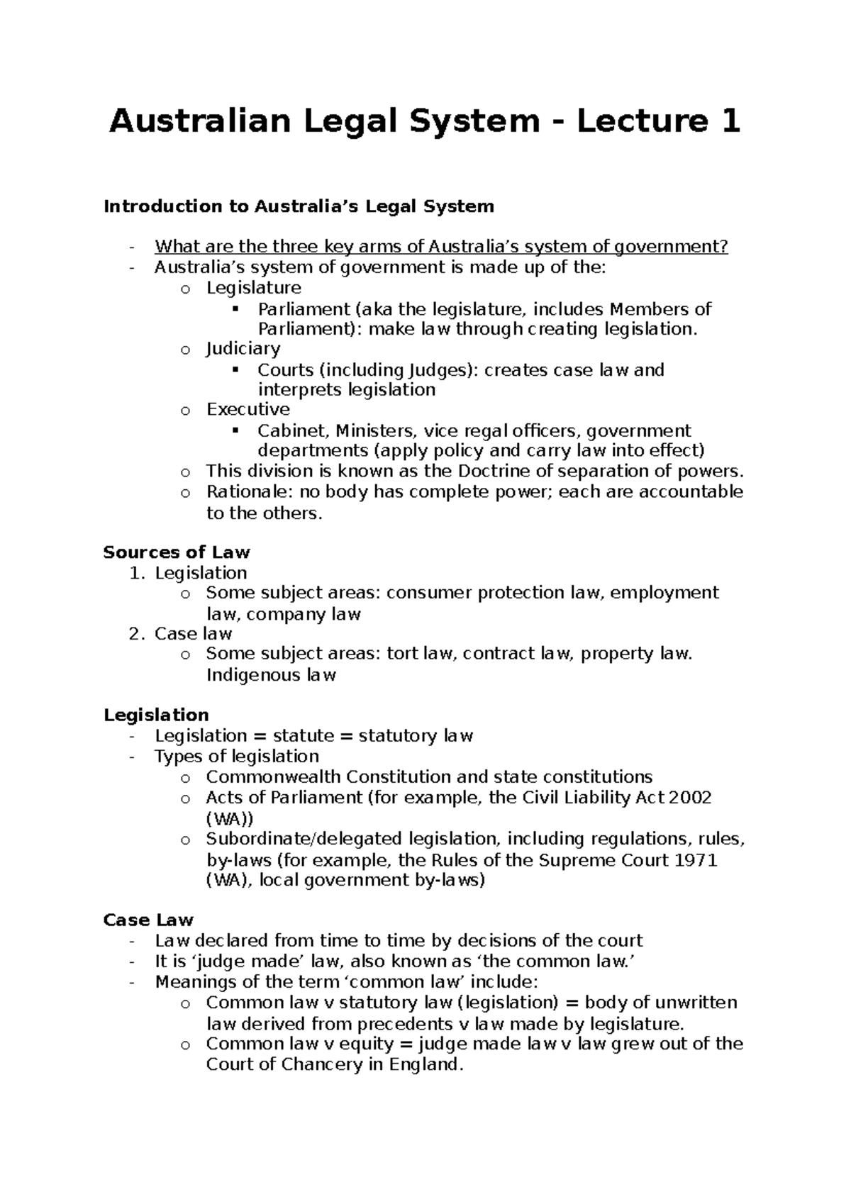 Australian Legal System - BJU100 - Murdoch - Studocu