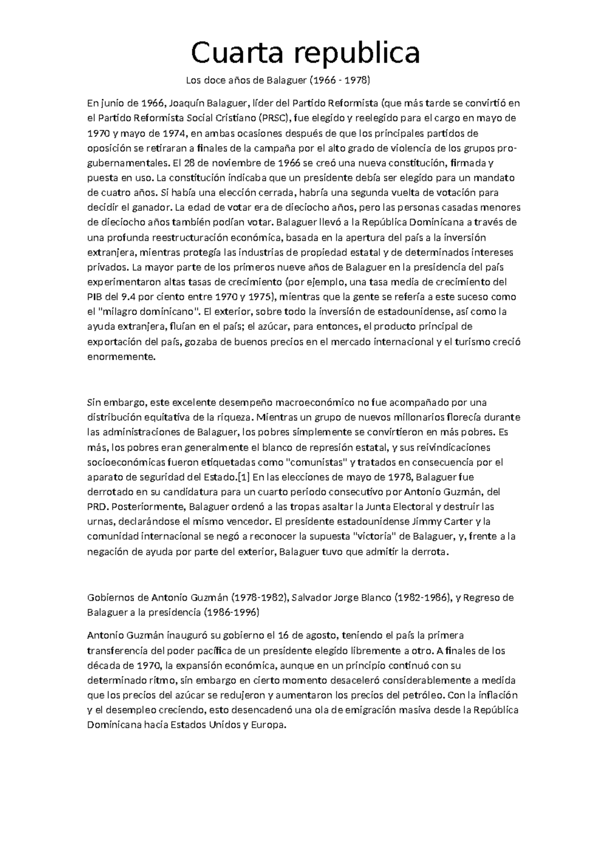 Los doce años de Balaguer - Cuarta republica Los doce años de Balaguer ...