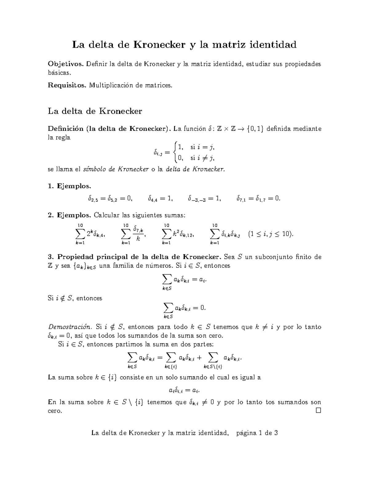 Identity matrix es - ret - La delta de Kronecker y la matriz identidad ...