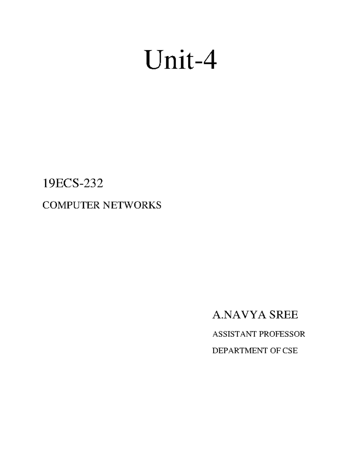 Cn Unit 4 Topics Include Application Layer Protocols Internet Protocols Network Interfaces