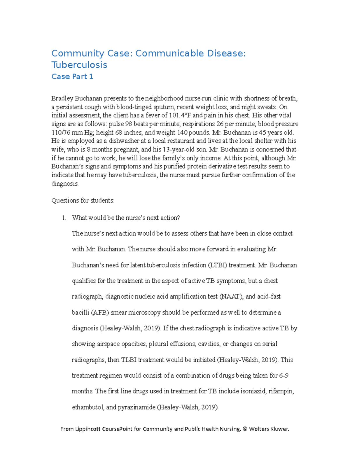 Community Communicable TB Video Case - Community Case: Communicable ...