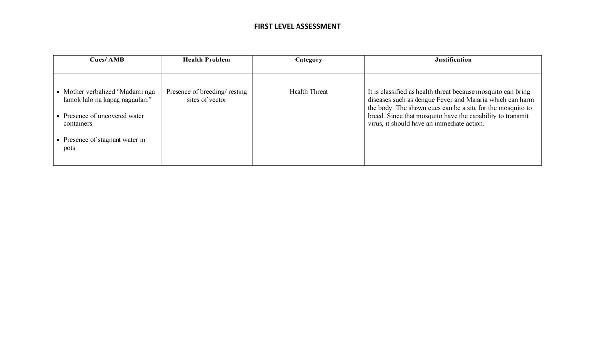 Scribd - ccvcv - FIRST LEVEL ASSESSMENT Cues/ AMB Health Problem ...