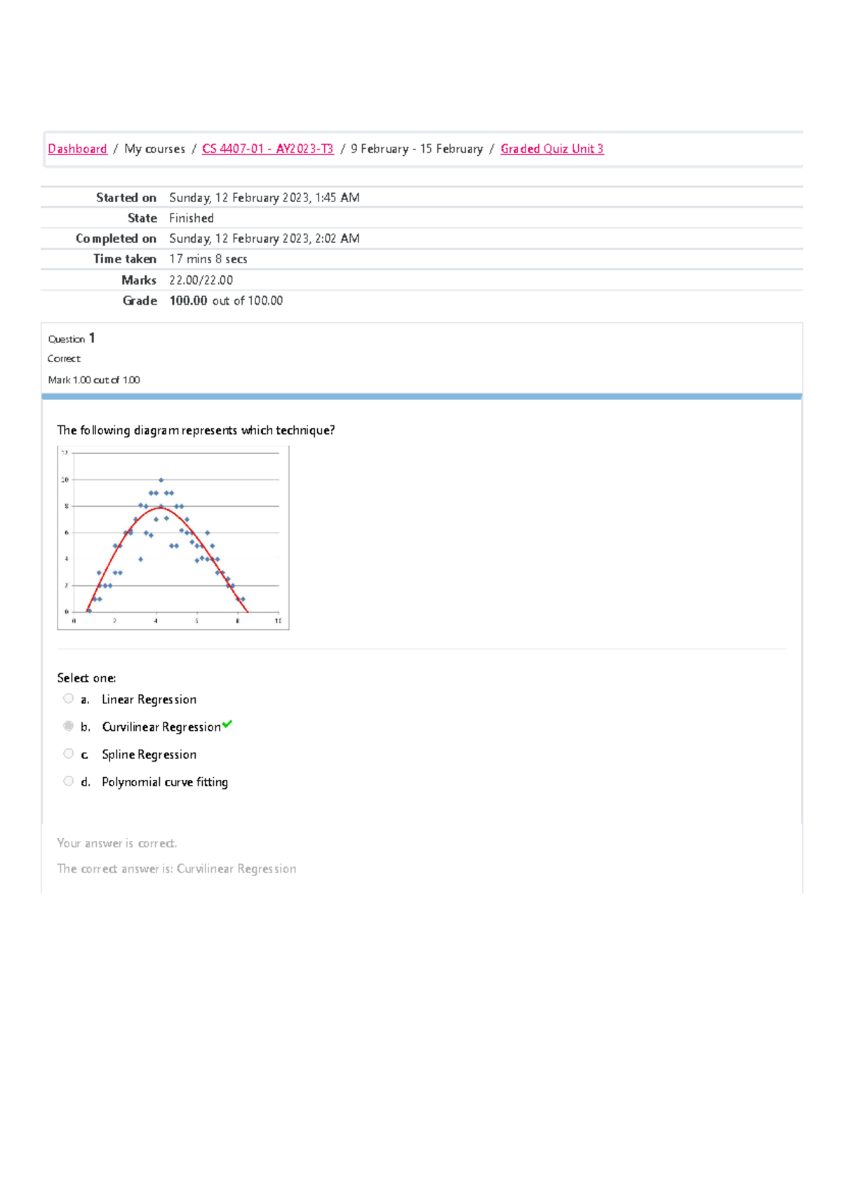 CS 4407 Graded Quiz Unit 3 Attempt review - Started on Sunday, 12 February 2023, 1:45 AM State ...