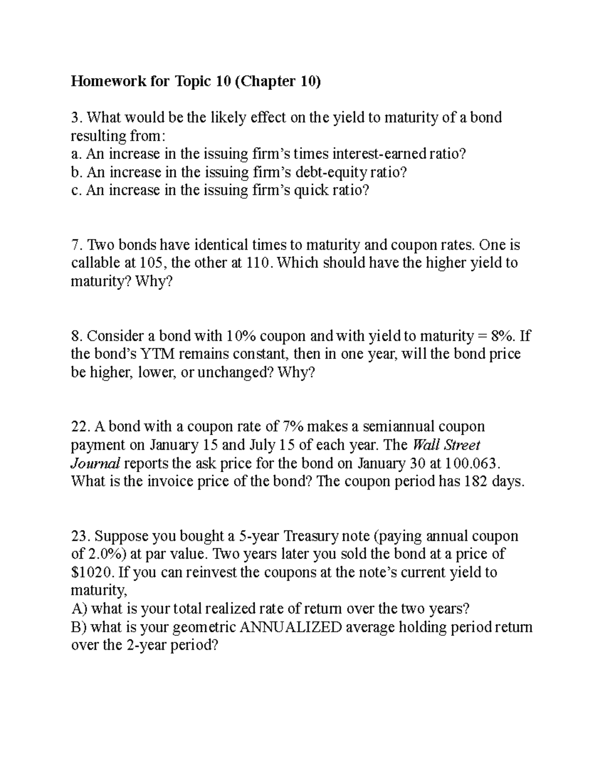 Homework for Topic 10-with answers1 - Homework for Topic 10 (Chapter 10 ...
