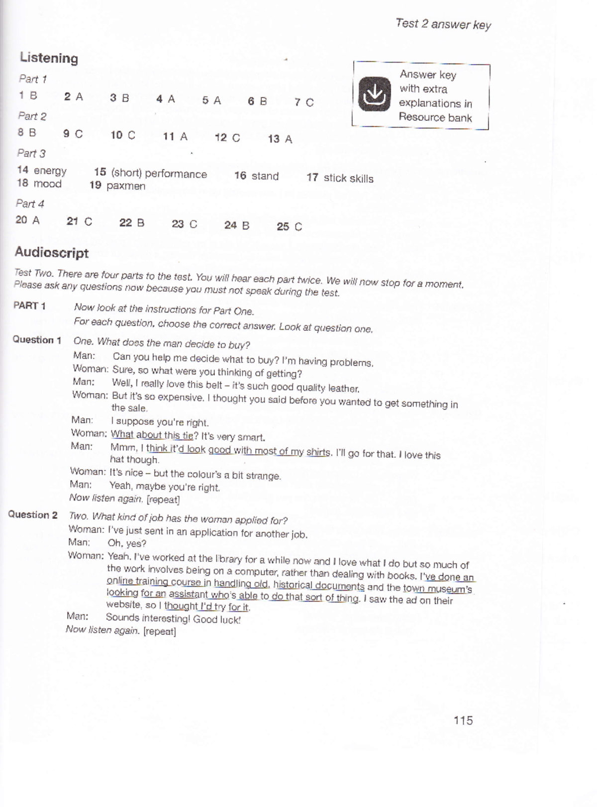 Test 2 Listening transcript - ####### Listening ParI 1 1B 2A Part 2 8B ...