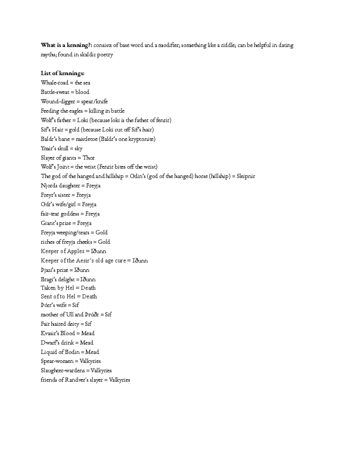 Kenning identifications - What is a kenning?: consists of base word and ...