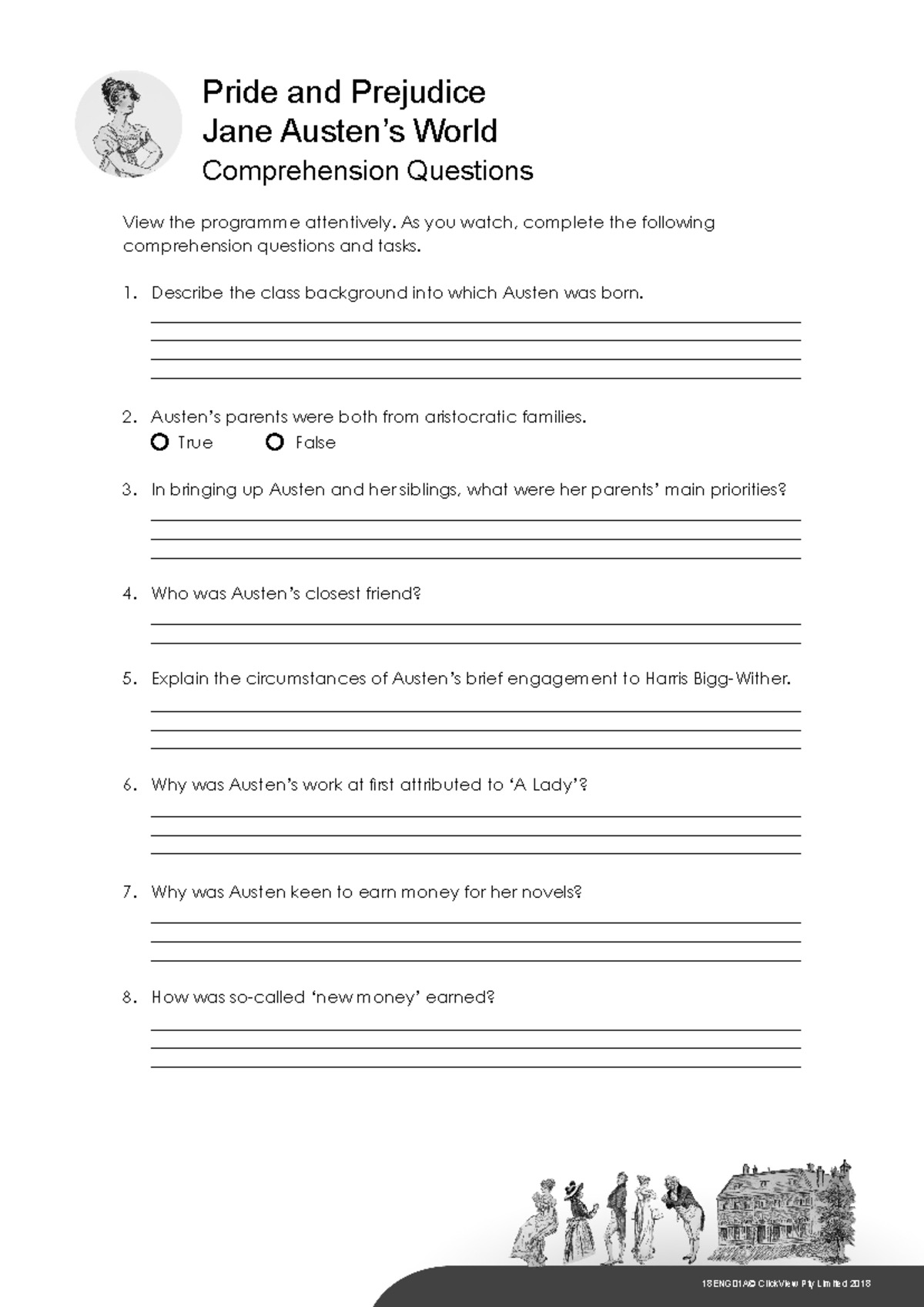 Comprehension Questions - 18ENG01A© ClickView Pty Limited 2018 Pride ...