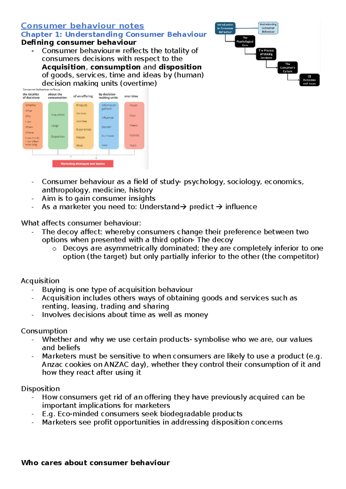 Consumer behaviour notes- mid sem exam - Consumer behaviour notes ...