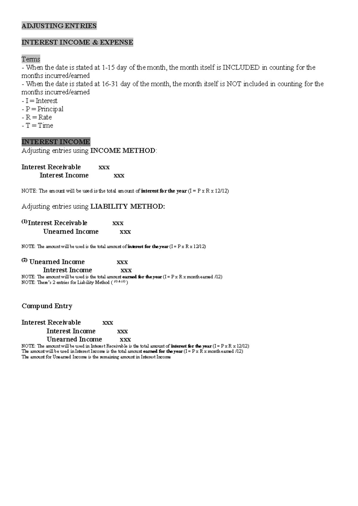 Adjusting- Entries-reviewer - ADJUSTING ENTRIES INTEREST INCOME ...