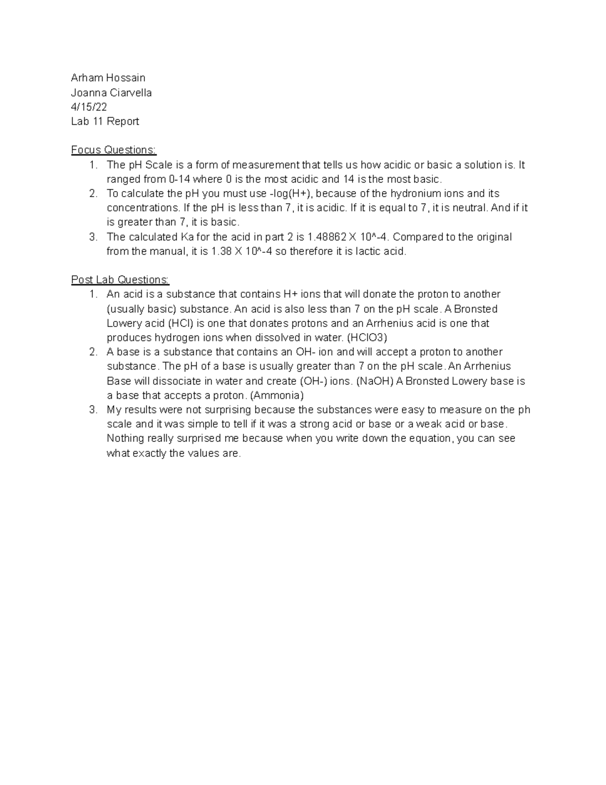 Lab 11 Report - LAB - Arham Hossain Joanna Ciarvella 4/15/ Lab 11 ...