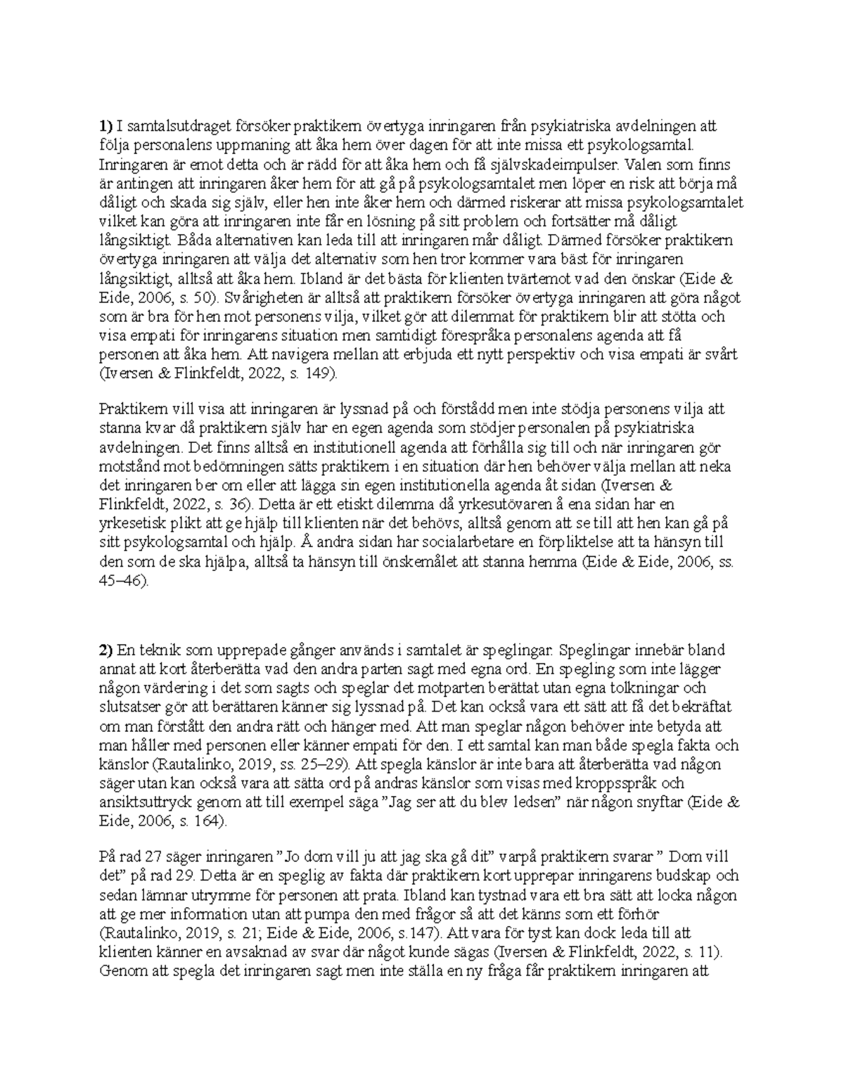 Tentamen samtal och kommunikation i socialt arbete - I samtalsutdraget ...